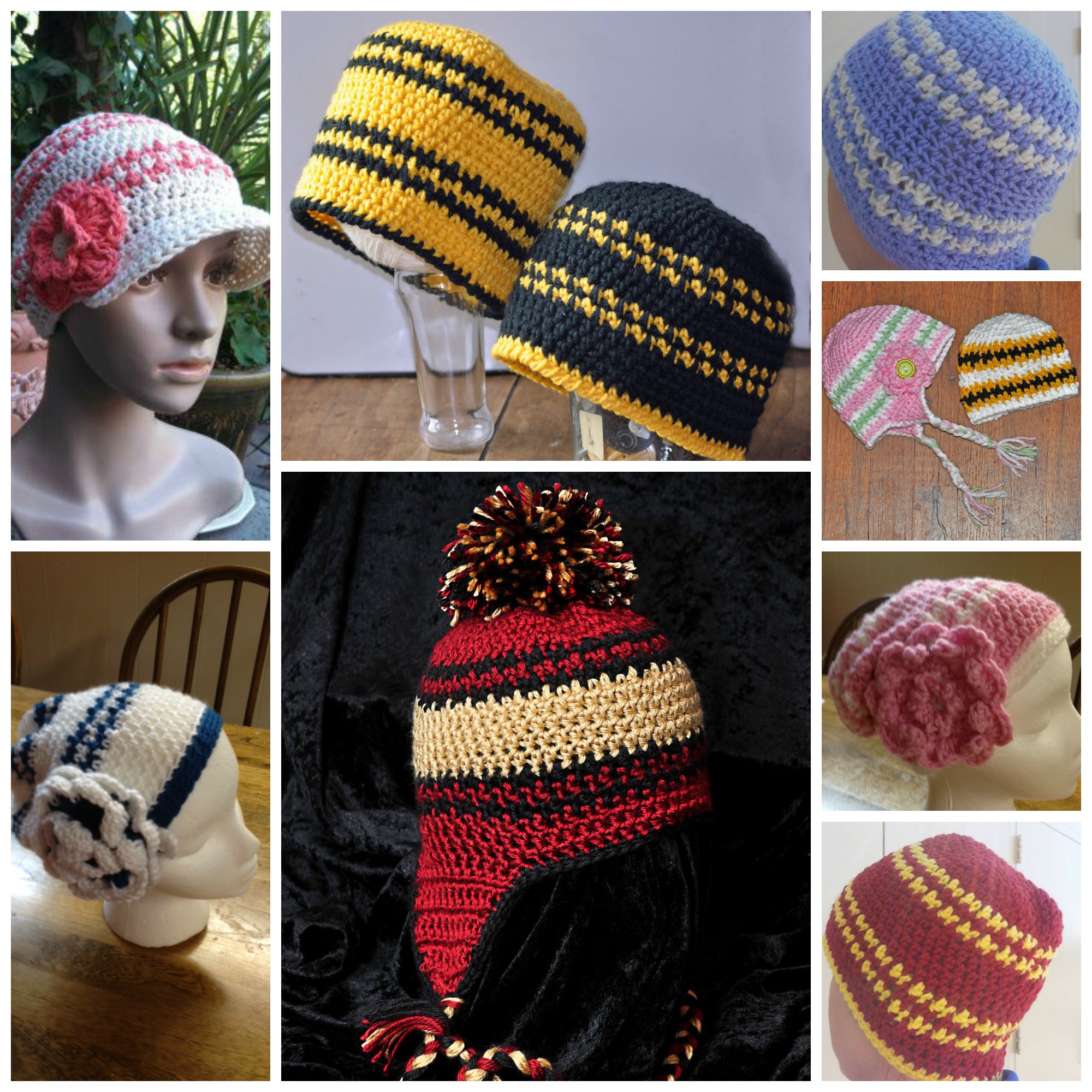 Free Hounds Tooth Hat Pattern Collage (Made by You- the Crocheters ...